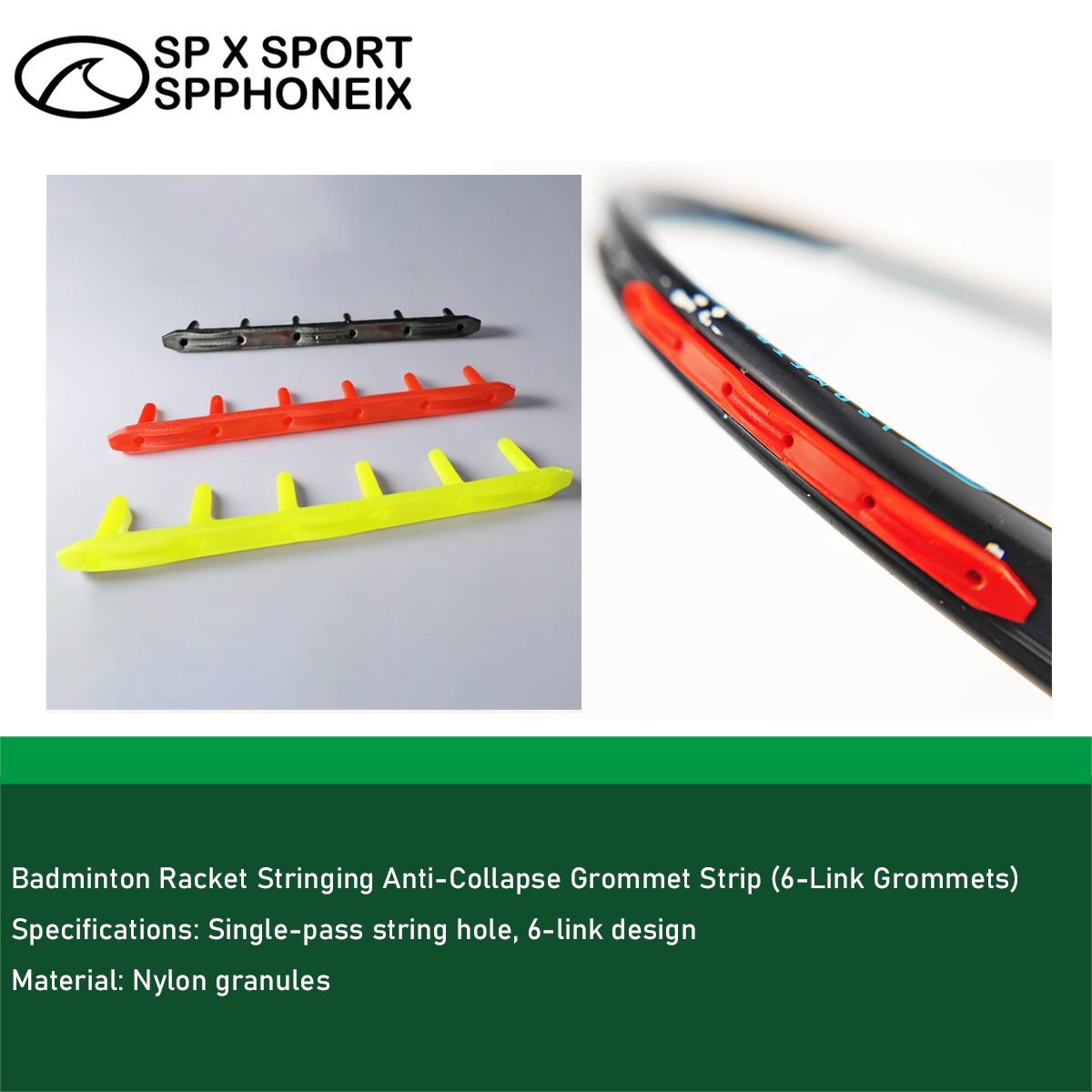 Badminton Racket Anti-Collapse Strip – 6-Link Grommet, Frame & String ...