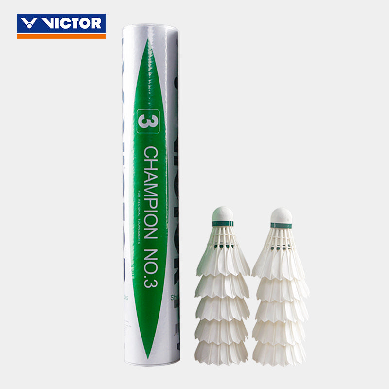 VICTOR 12 PCS Champion No.3 Duck Feather Badminton Shuttlecock – SP x SPORT